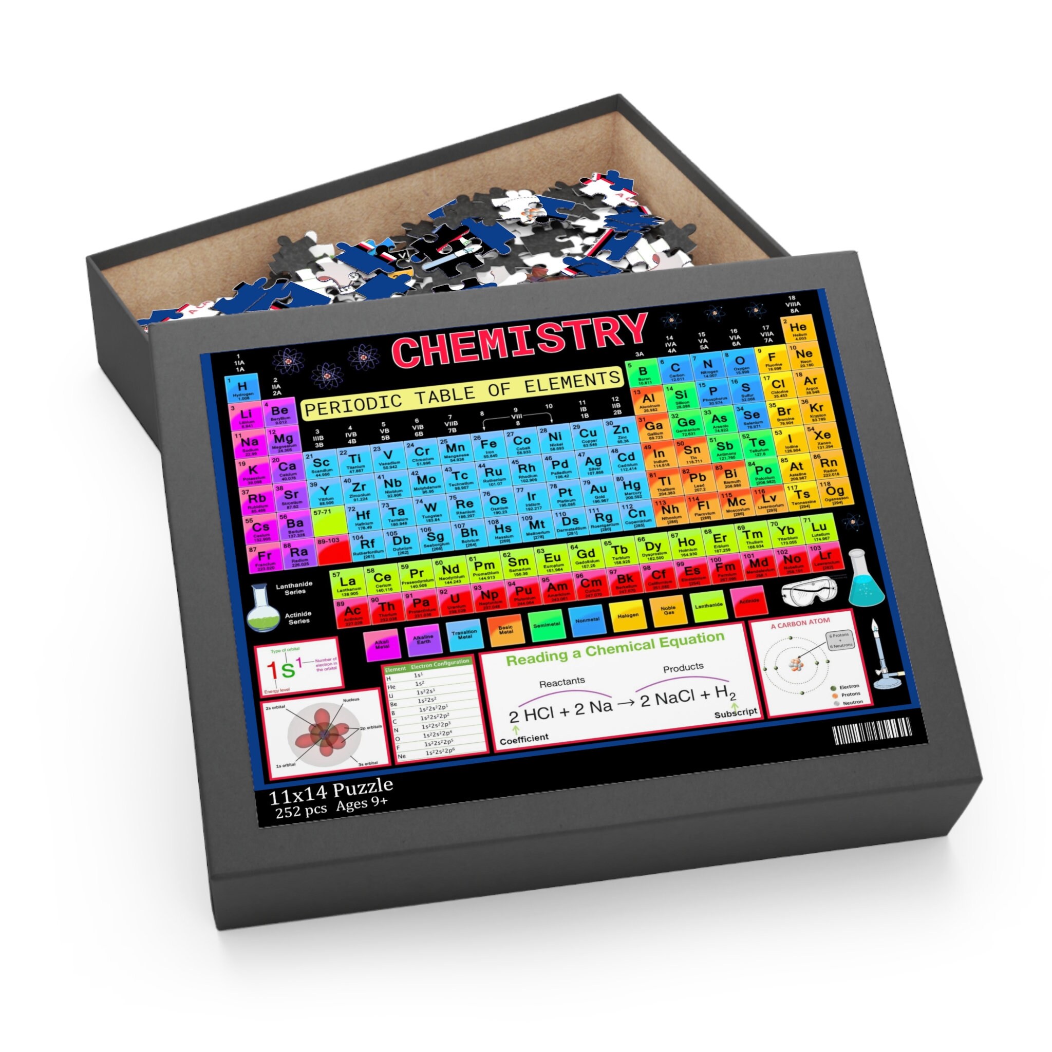 Chemistry Puzzle, Periodic Table of Elements Jigsaw Puzzle 252 and 500 ...