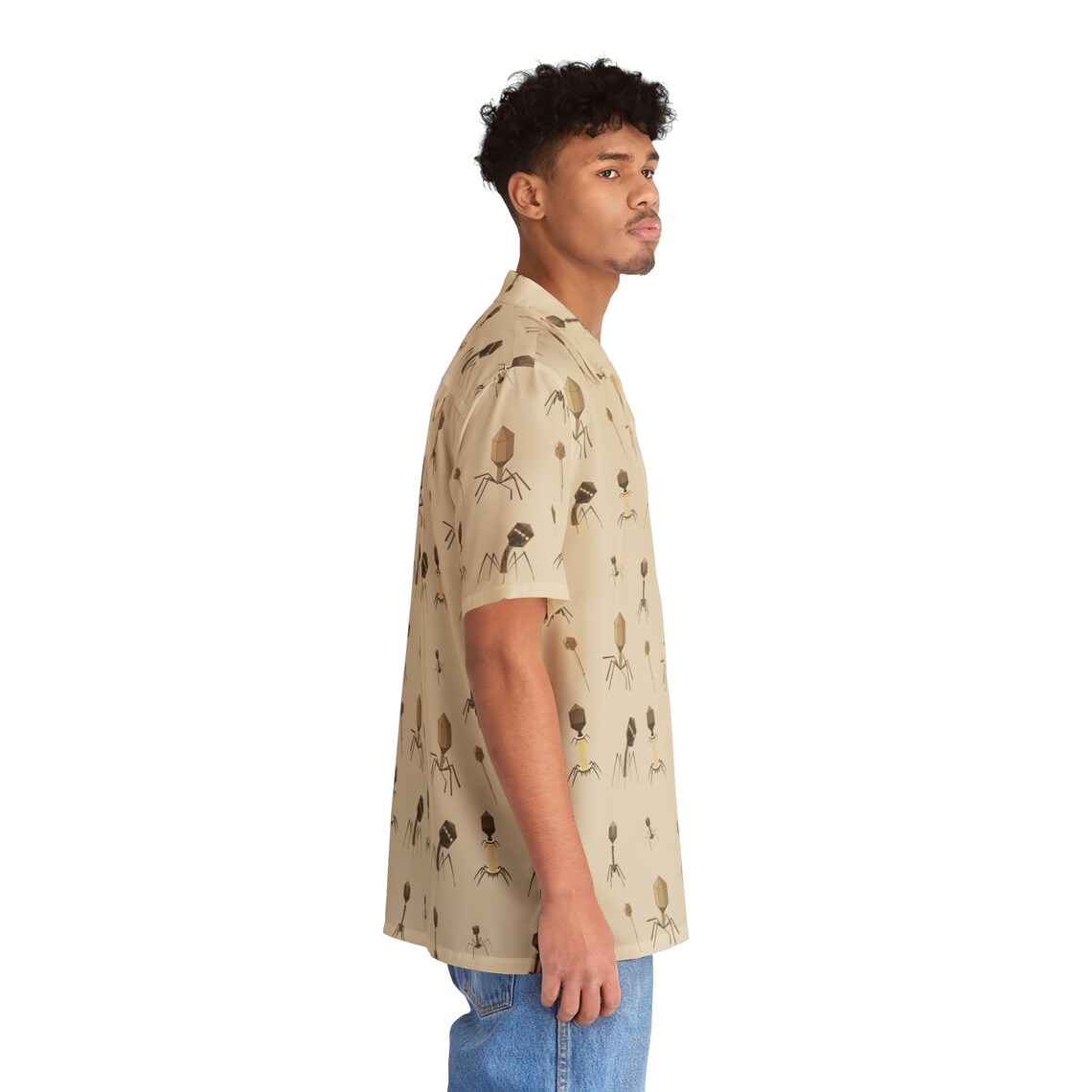 Phage Science Button up Hawaiian Shirt, Bacteriophage Pattern Button ...