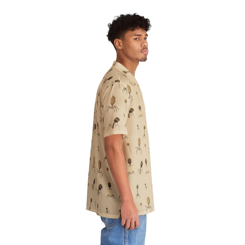 Phage Science Button up Hawaiian Shirt, Bacteriophage Pattern Button ...