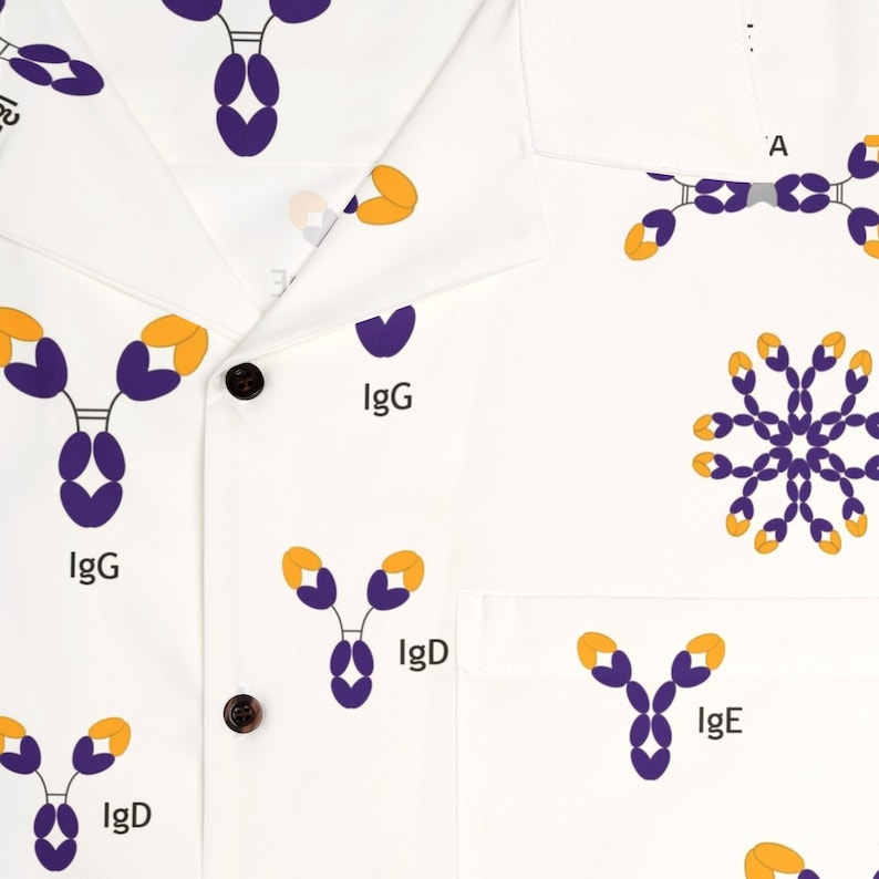 Antibody Hawaiian-style Button up Shirt, Igg Science Themed Dress Shirt ...