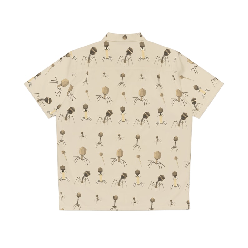Phage Science Button up Hawaiian Shirt, Bacteriophage Pattern Button ...