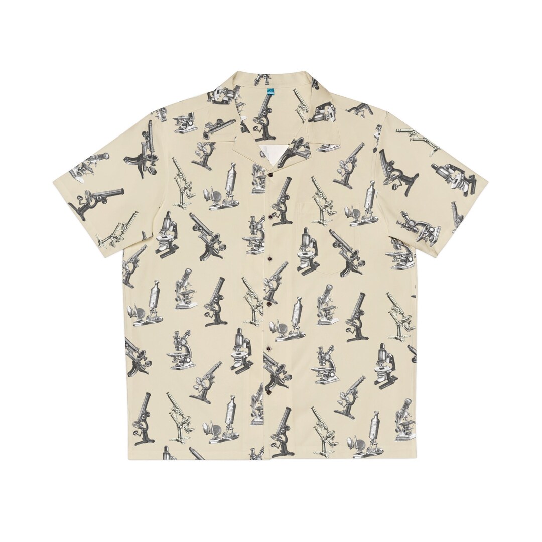 Microscopy Science Button up Hawaiian Shirt, Antique Microscope Pattern ...