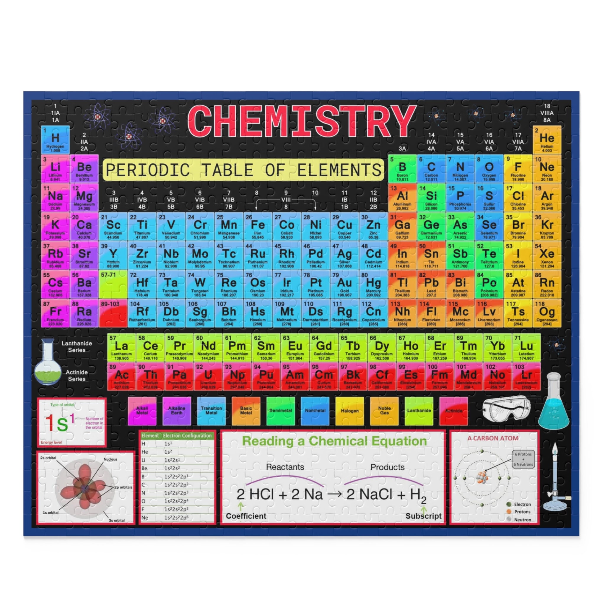 Chemistry Puzzle, Periodic Table of Elements Jigsaw Puzzle 252 and 500 ...
