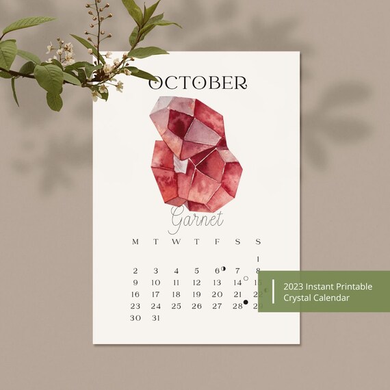 Printable Wall Calendar 2023 Crystal Calendar Crystal Gems - Etsy