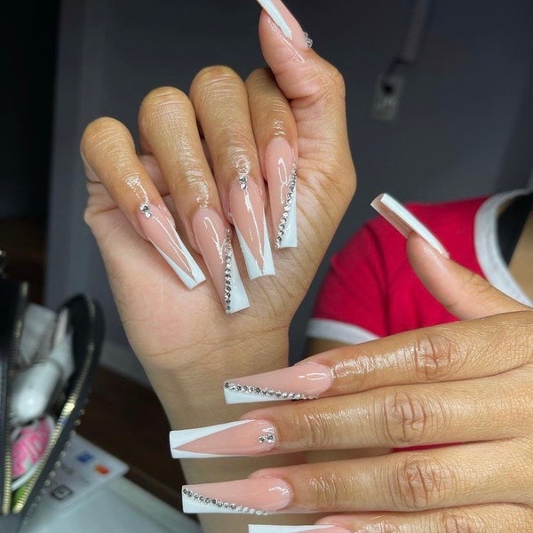 V Cut Press on Acrylic Nails - Etsy