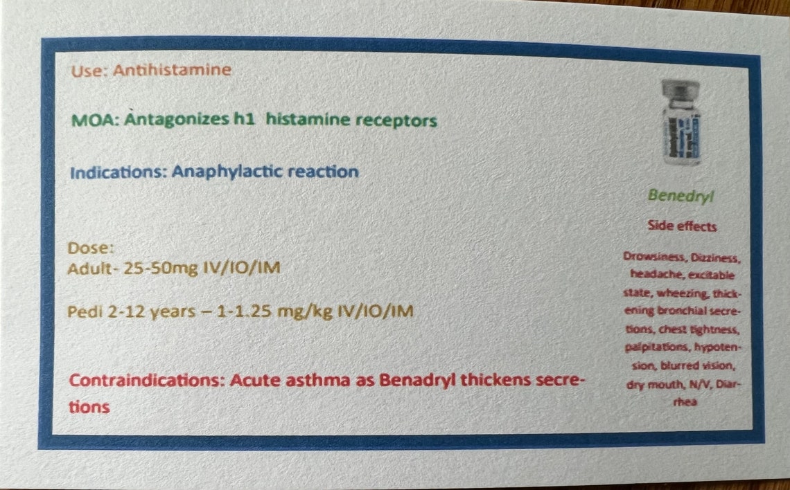 Paramedic Emergency Drug Cards - Etsy