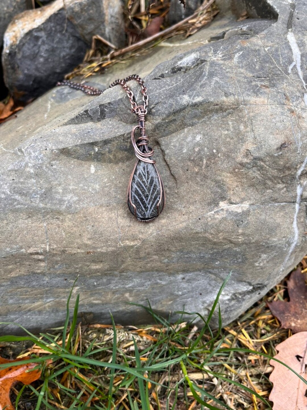 Carved Sunstone Leaf in Antique Copper - Etsy