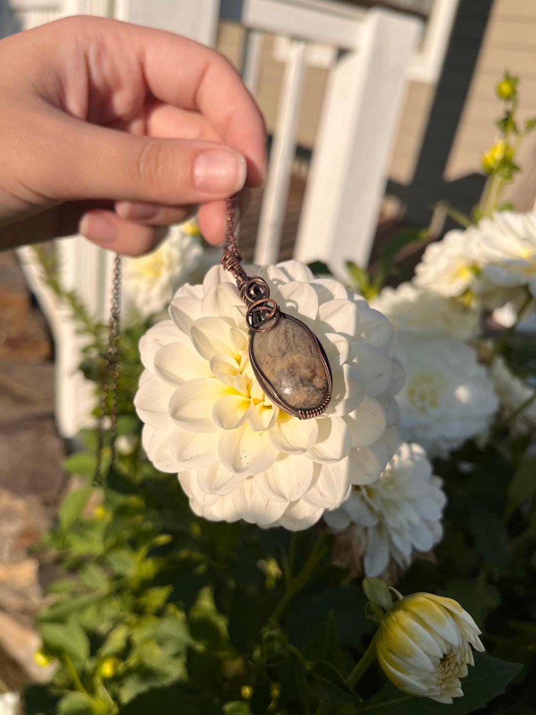 Palm Root Agate in a Swirled Antique Copper Design - Etsy
