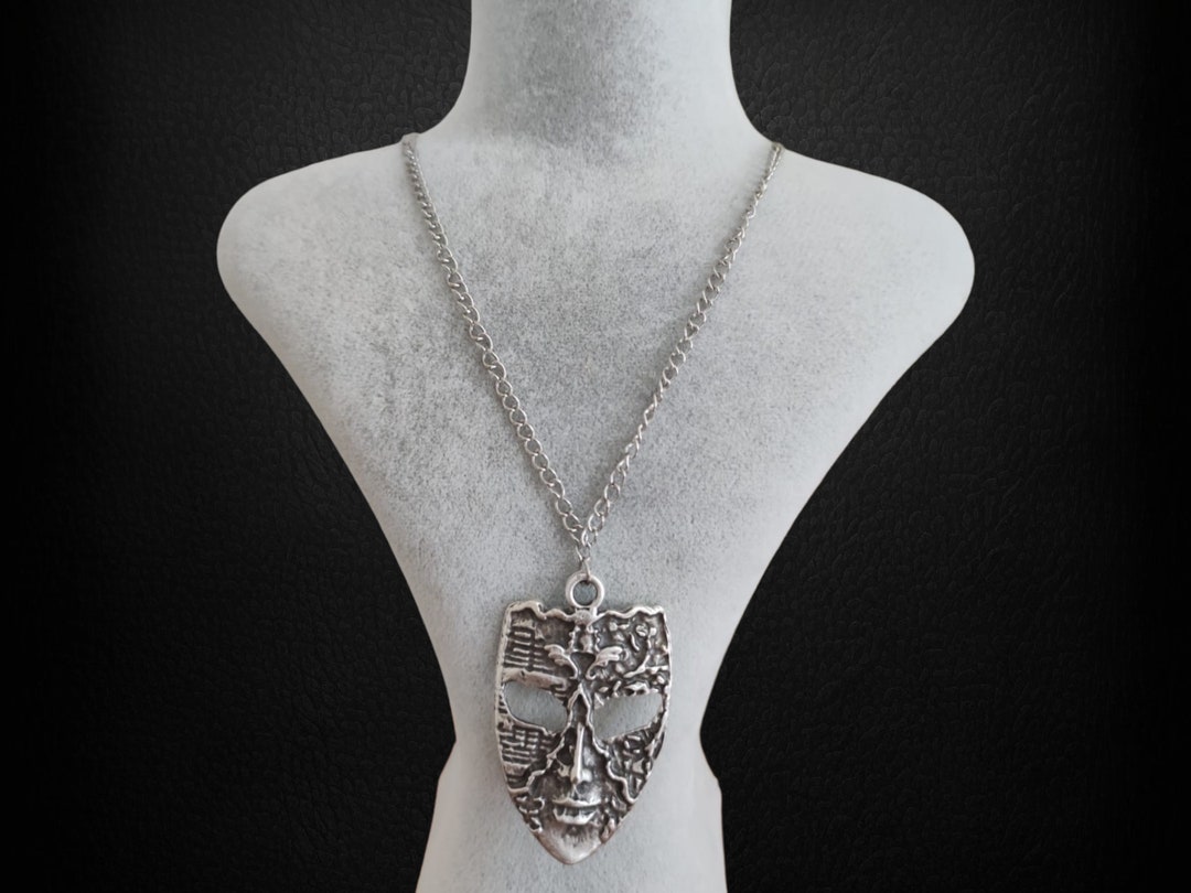 Silver Face Pendant, Face Silhouette, Abstract Art Necklace, Smiley ...