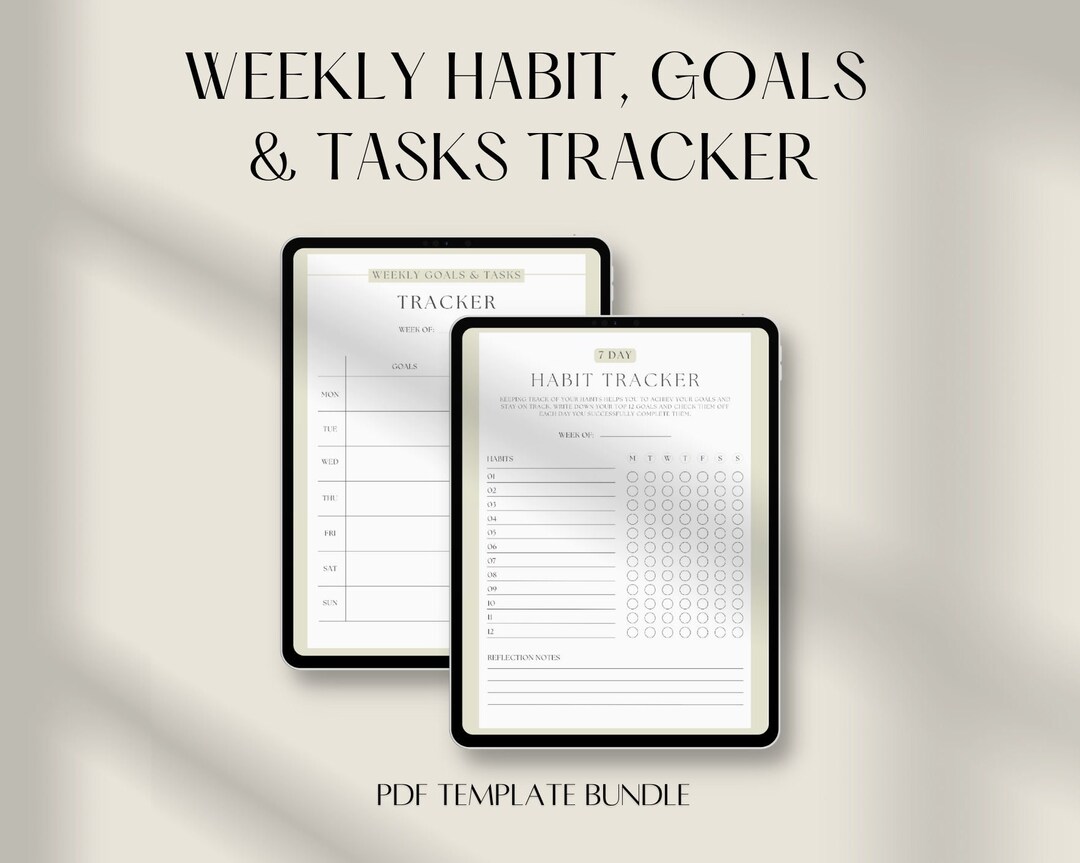 Digital Weekly Habit, Goals and Tasks Tracker| Bundle for Weekly ...
