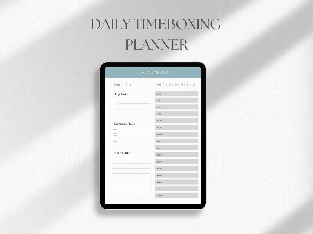 Daily Timeboxing Template Time Box Planner Time Blocking - Etsy