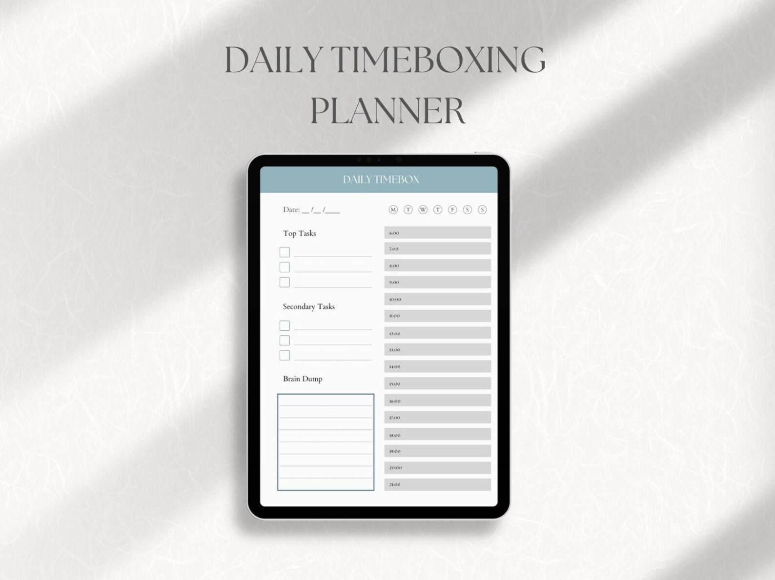 Daily Timeboxing Template Time Box Planner Time Blocking - Etsy