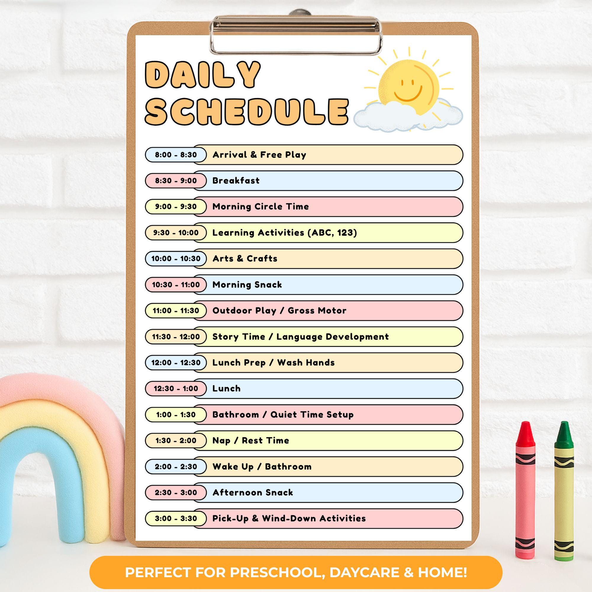 Editable Daily Schedule for Preschool & Daycare | Visual Routine Chart ...