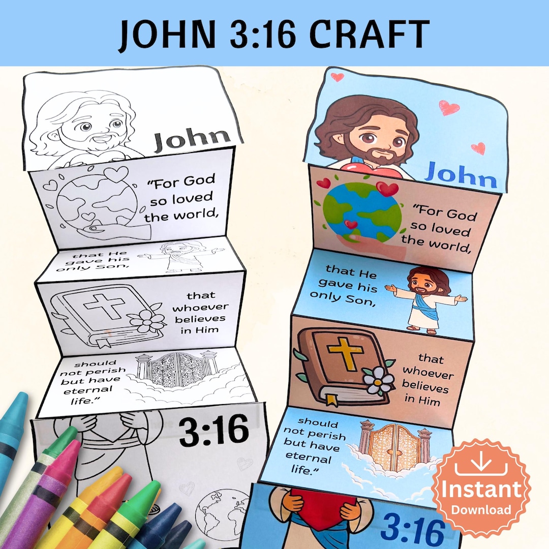 John 3:16 Bible Verse Craft | Sunday School Lesson | Folding Surprise ...