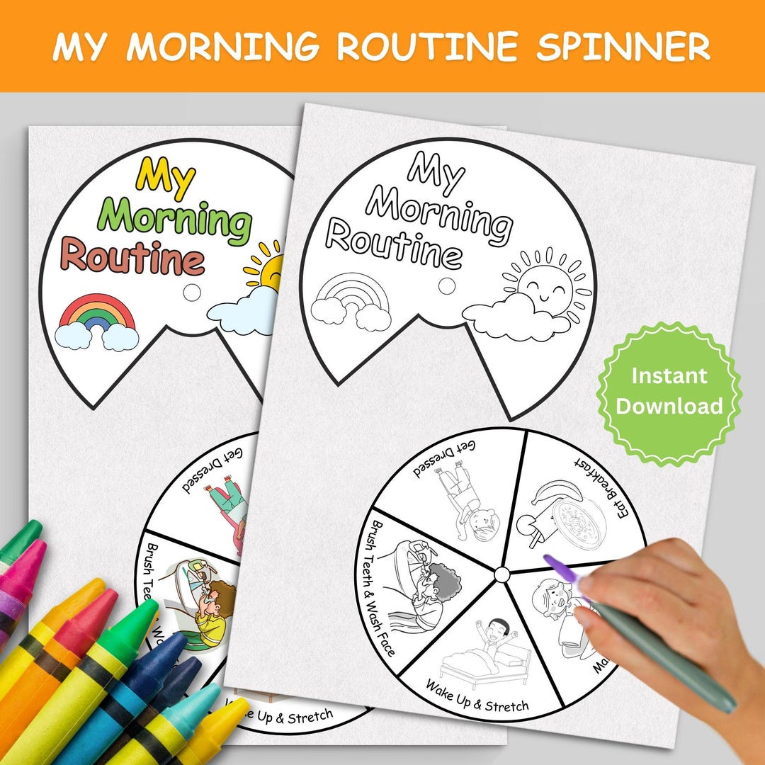 My Morning Routine Spinner | Kids Daily Routine Chart | Printable ...