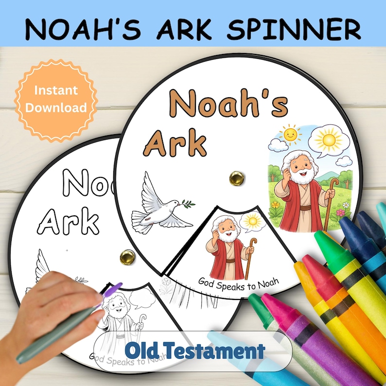 Noah’s Ark Spinner | Bible Story Craft for Kids | Genesis Noah ...