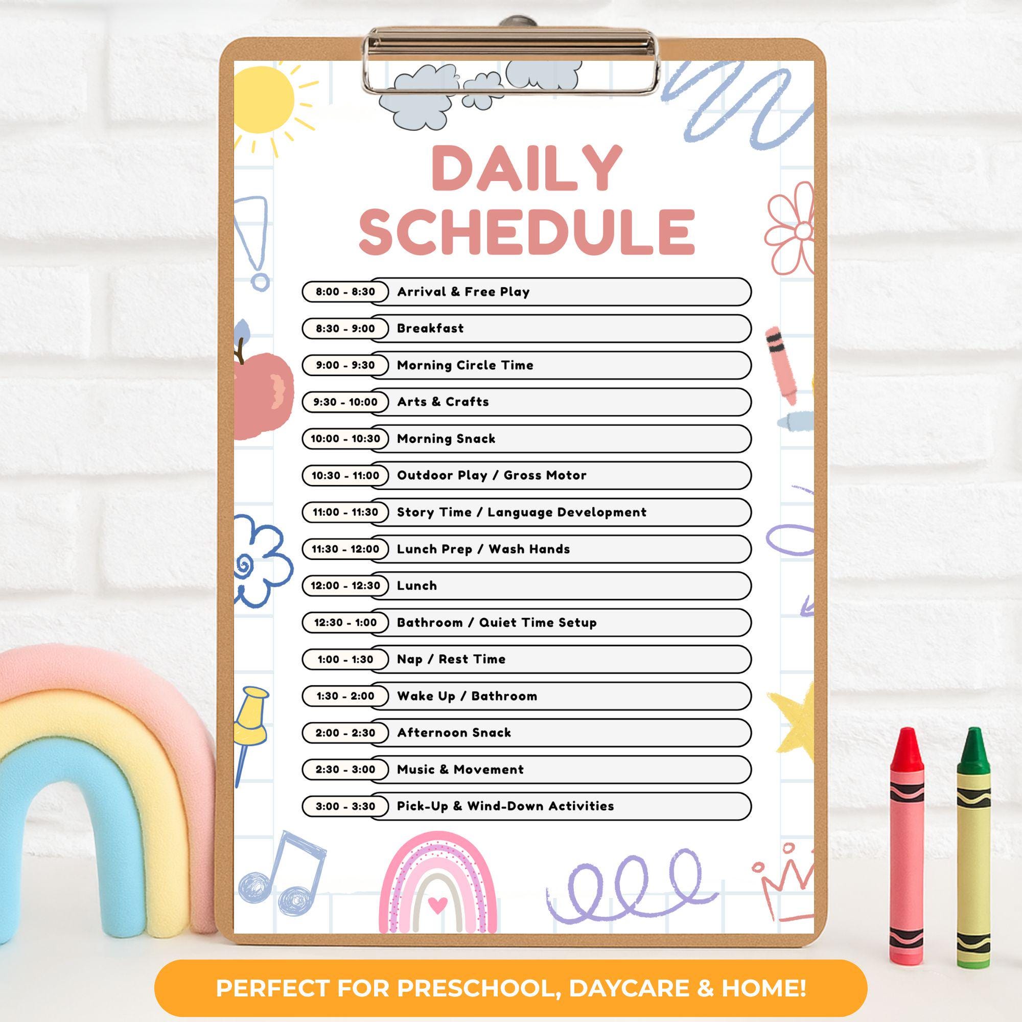 Editable Daily Schedule for Preschool and Daycare | Visual Routine ...