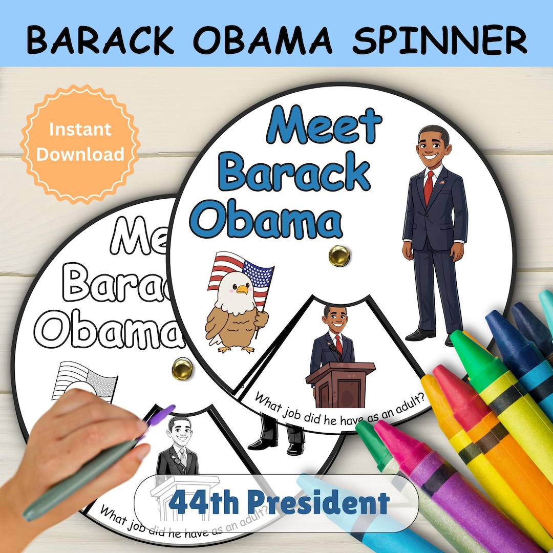 Barack Obama Spinner, Printable Preschool & Kindergarten History Lesson ...