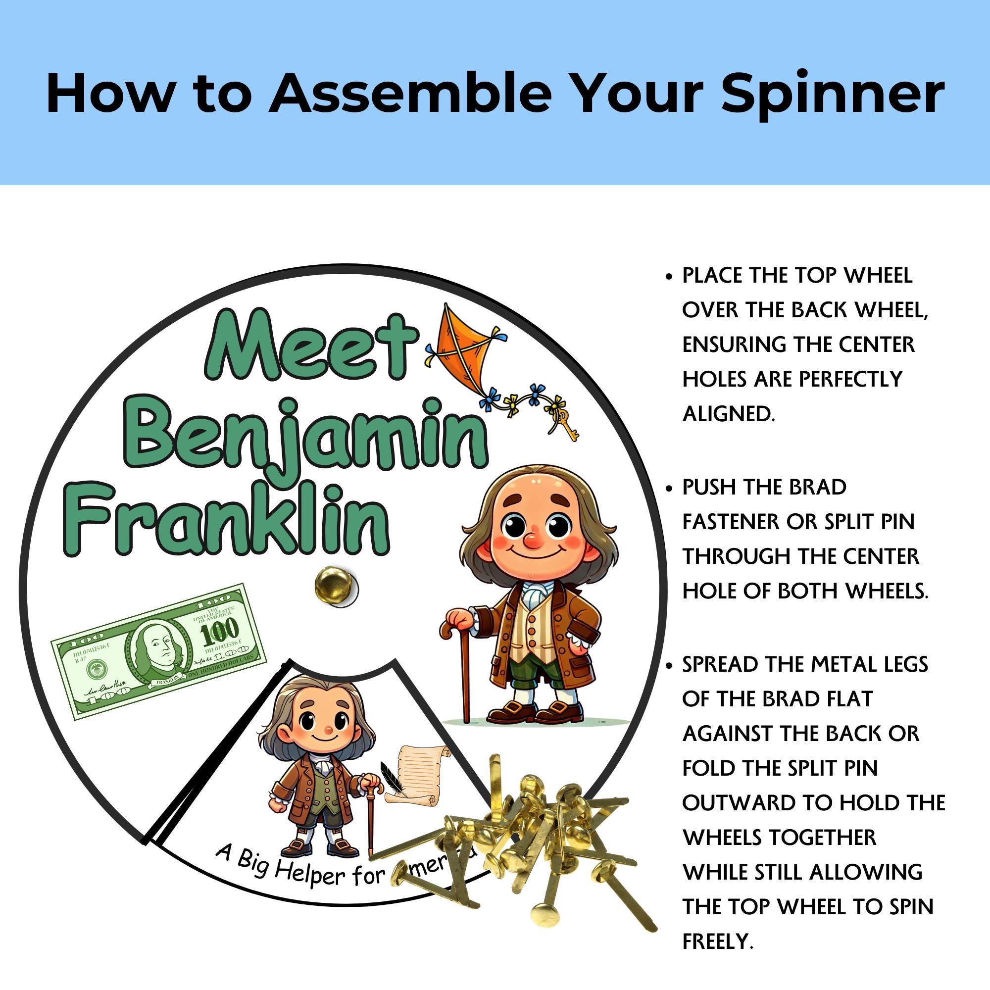 Benjamin Franklin Activities for Kids | Printable History Spinner | Preschool Homeschool ...
