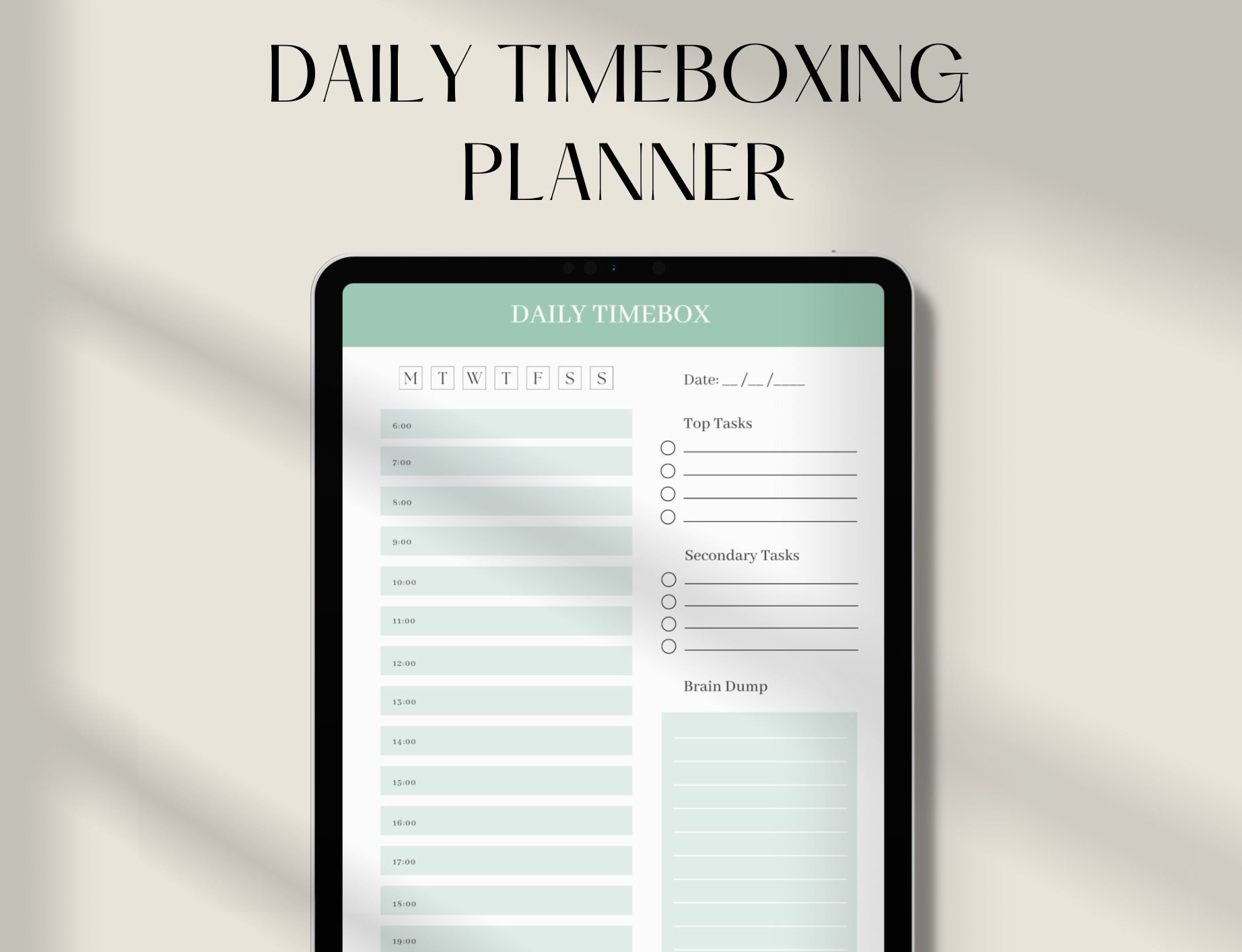 Daily Timeboxing Planner Template Time Box Planner Time Blocking for ...