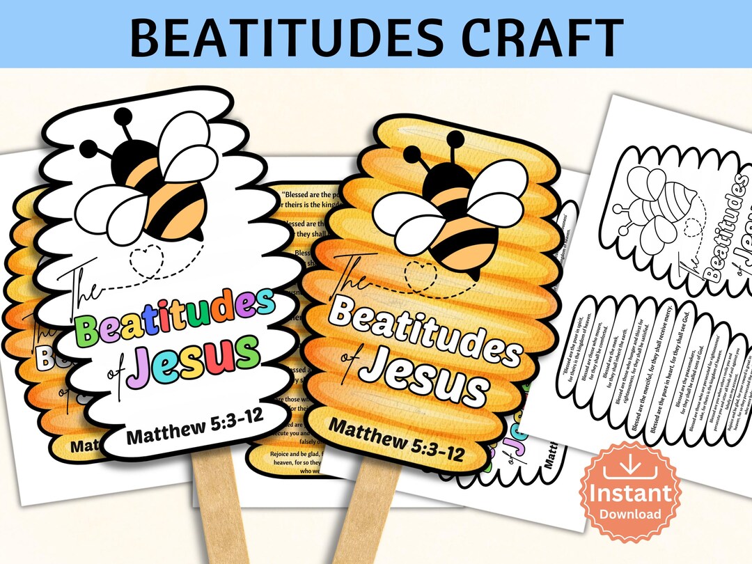 Beatitudes Fan Craft, Matthew 5:3-12 Bible Verse Activity, Sermon on ...