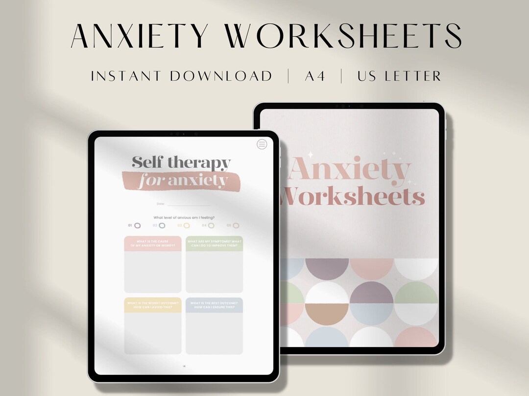 Anxiety Worksheets | Anxiety Journal | Self Therapy Journal | Anxiety ...
