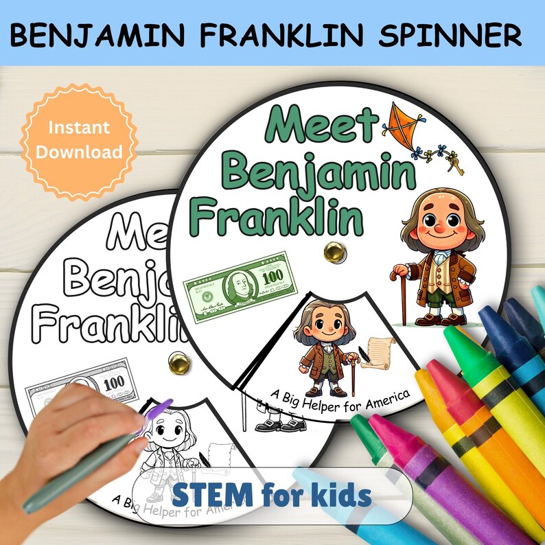 Benjamin Franklin Activities for Kids | Printable History Spinner ...