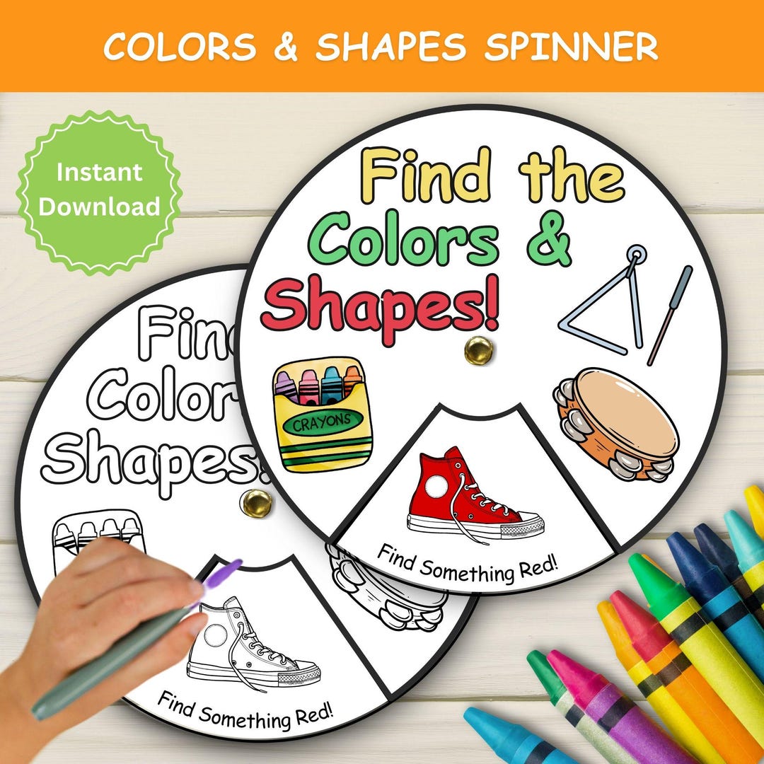 Colors & Shapes Spinner for Kids | Printable Color Activity | Preschool ...