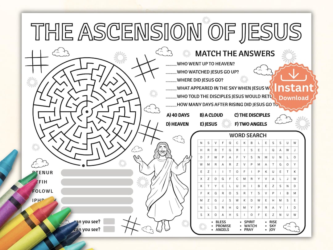 Ascension of Jesus Worksheet | Bible Activity Printable for Kids ...