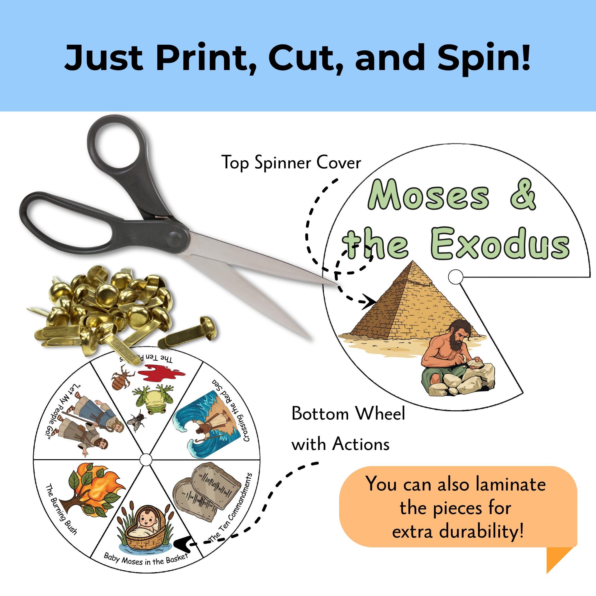 Moses & the Exodus Spinner Wheel | Bible Story Activity | Sunday School ...