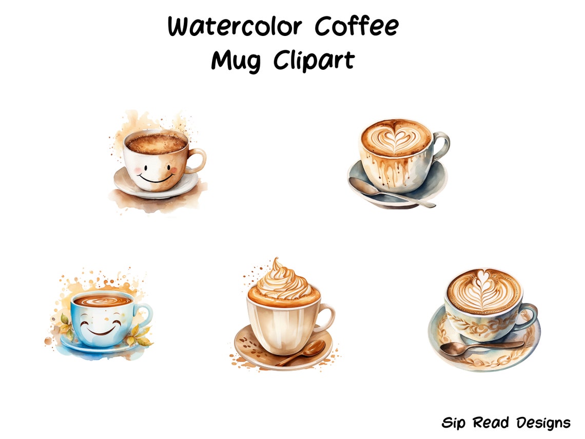 Watercolor Coffee Mug Clipart for Scrapbooks, Websites and Card Making ...