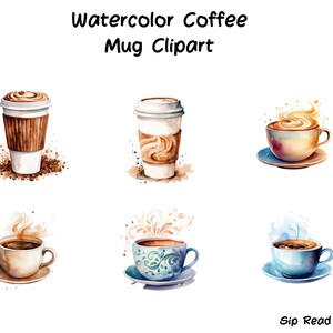 Watercolor Coffee Mug Clipart for Scrapbooks, Websites and Card Making ...