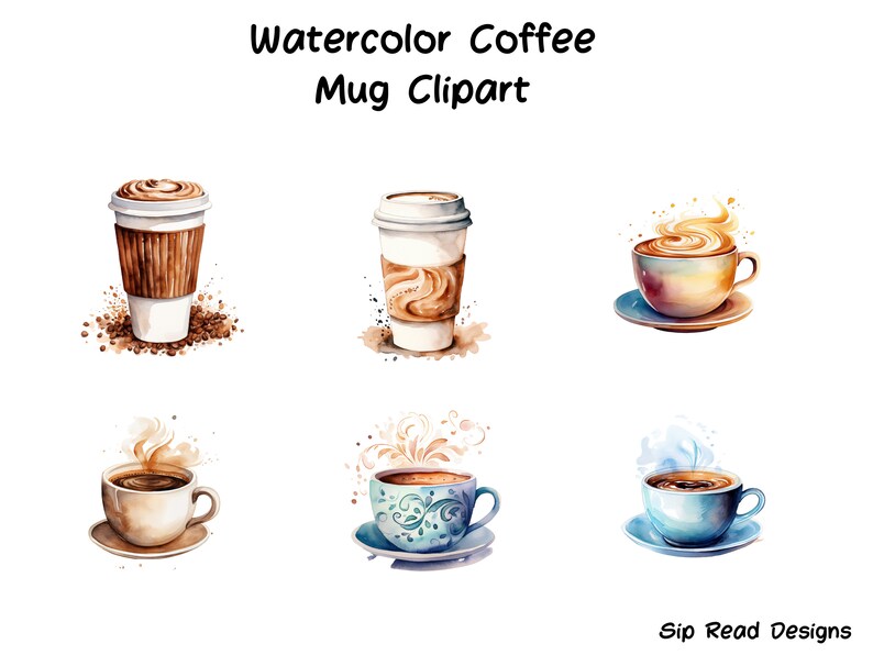Watercolor Coffee Mug Clipart for Scrapbooks, Websites and Card Making ...