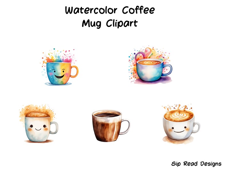Watercolor Coffee Mug Clipart for Scrapbooks, Websites and Card Making ...