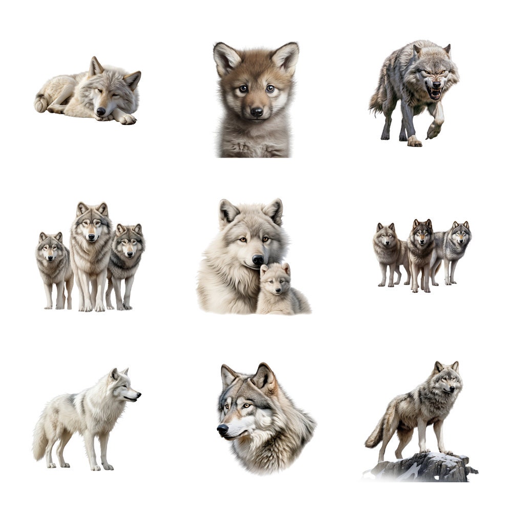 3D Wolf Clipart Bundle for Websites, Sublimation and Digital Projects ...