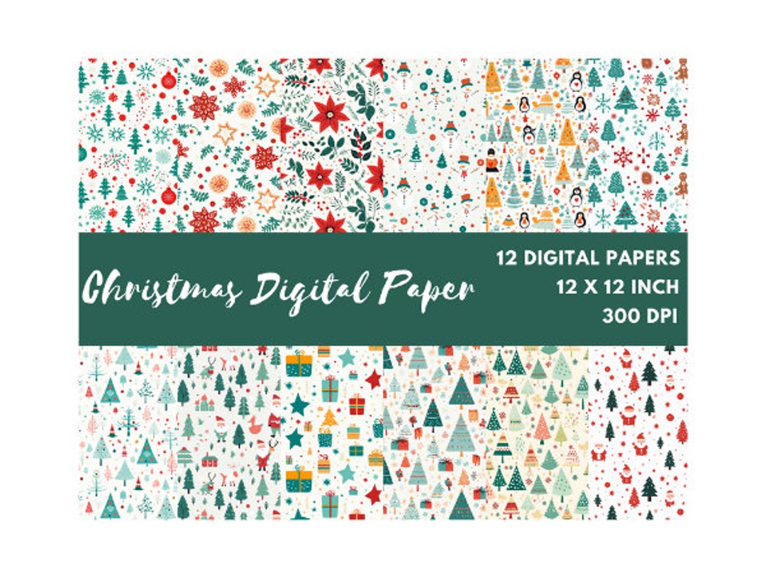 Christmas Digital Paper, Christmas Patterns, Christmas Papers, Holiday ...