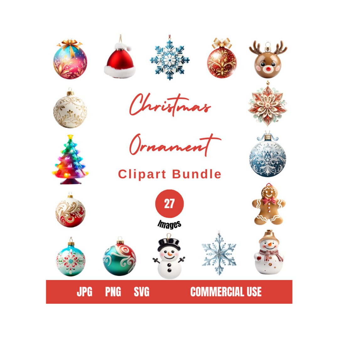 Christmas Ornament Clipart Bundle Christmas Tree Ornament Clipart PNG ...