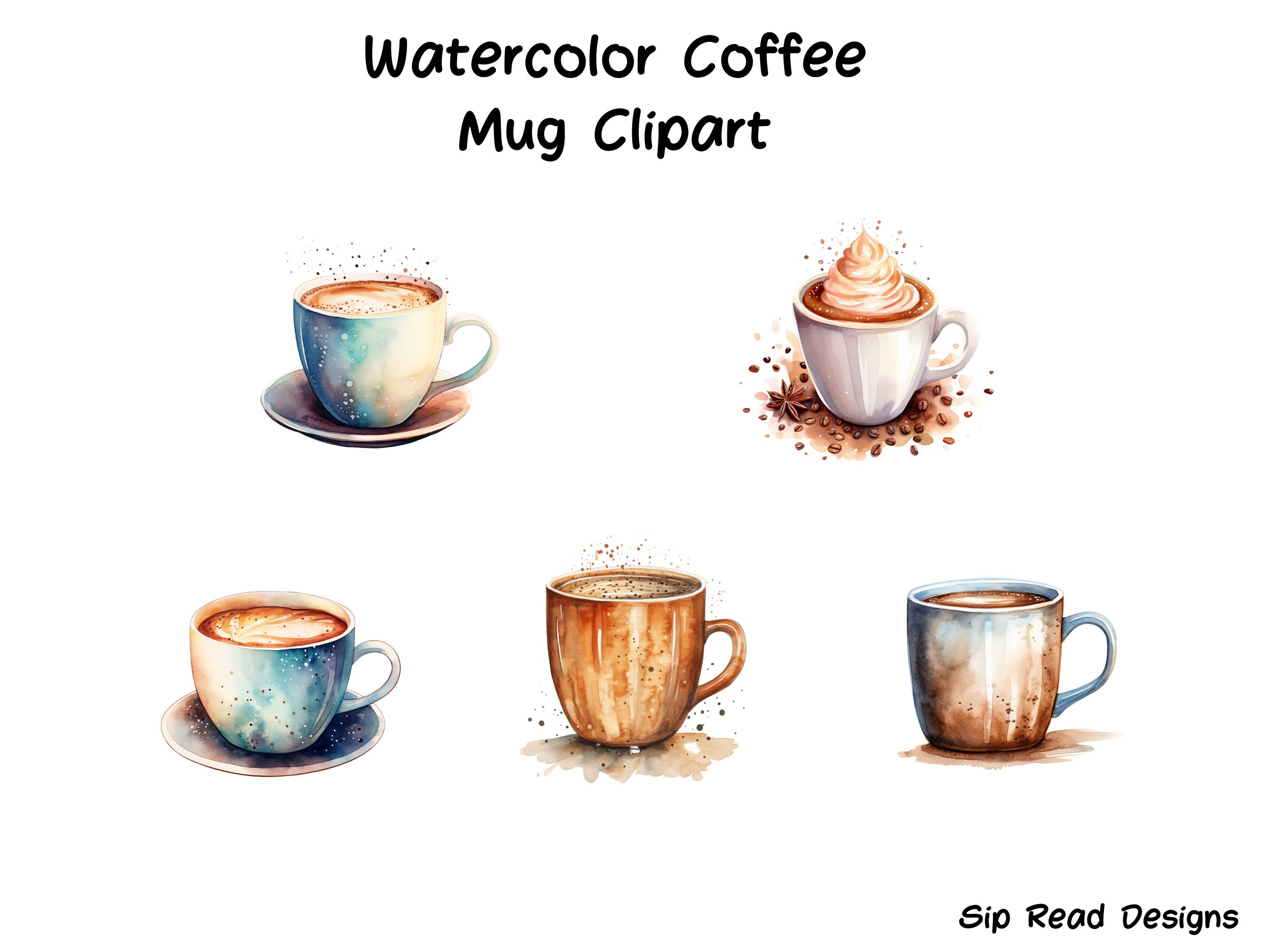 Watercolor Coffee Mug Clipart for Scrapbooks, Websites and Card Making ...