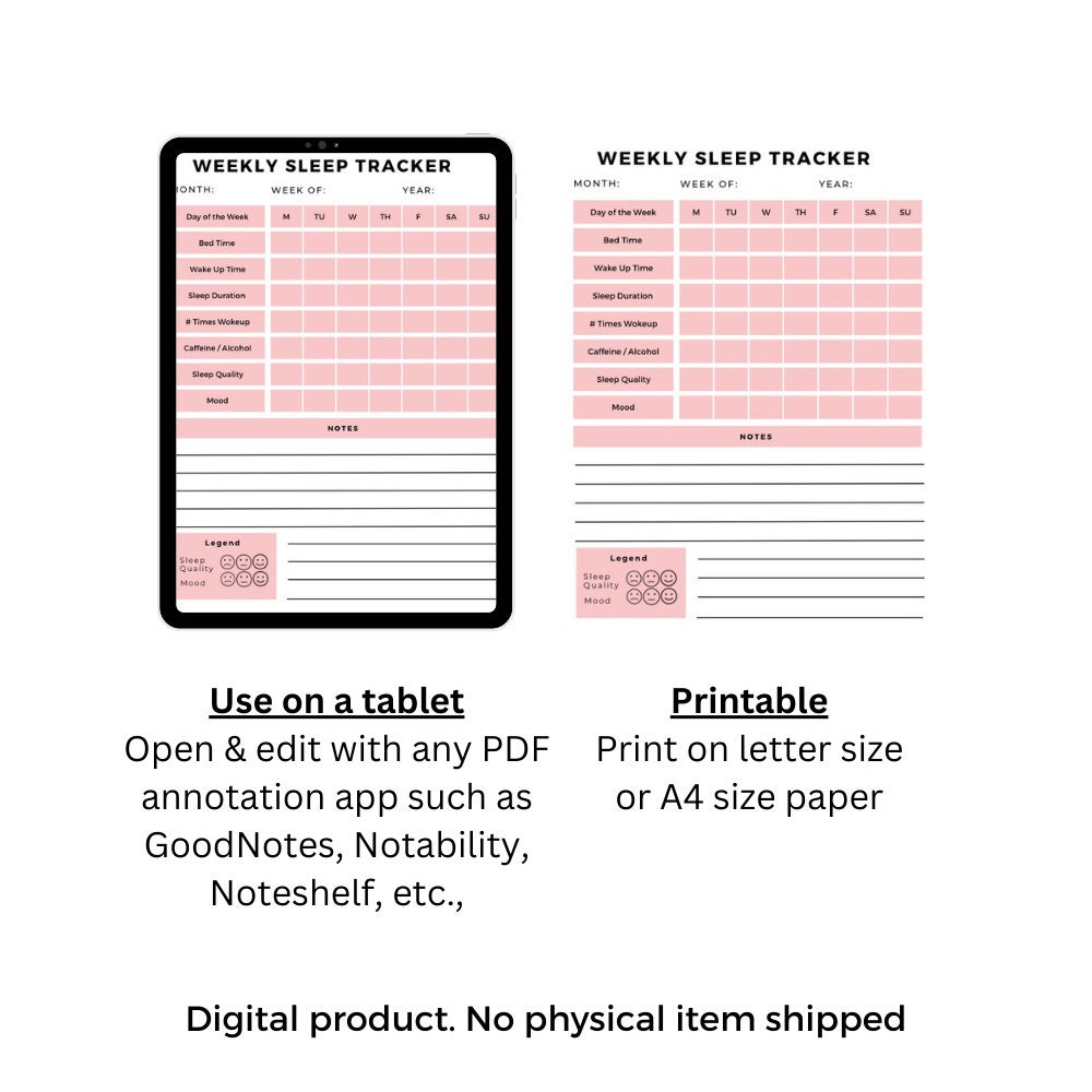 Sleep Log Weekly Sleep Log Monthly Sleep Tracker Sleep Journal Self ...
