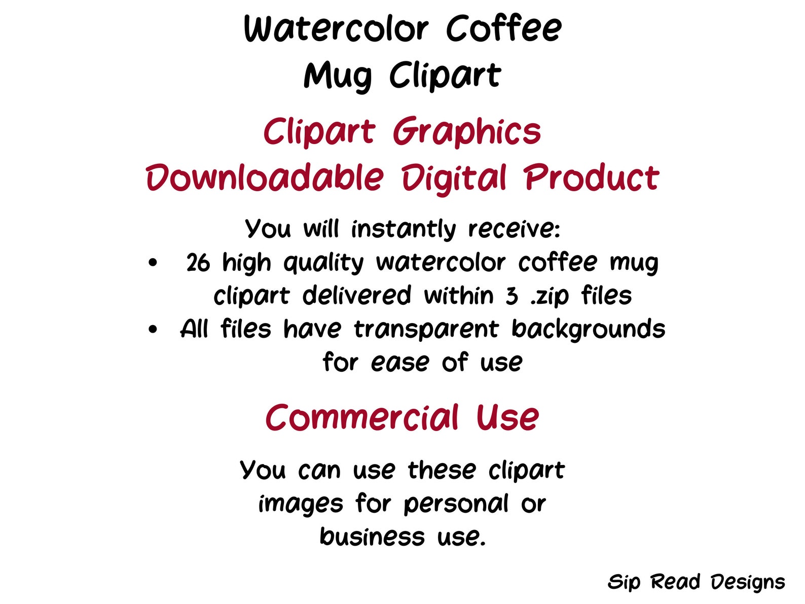 Watercolor Coffee Mug Clipart for Scrapbooks, Websites and Card Making ...