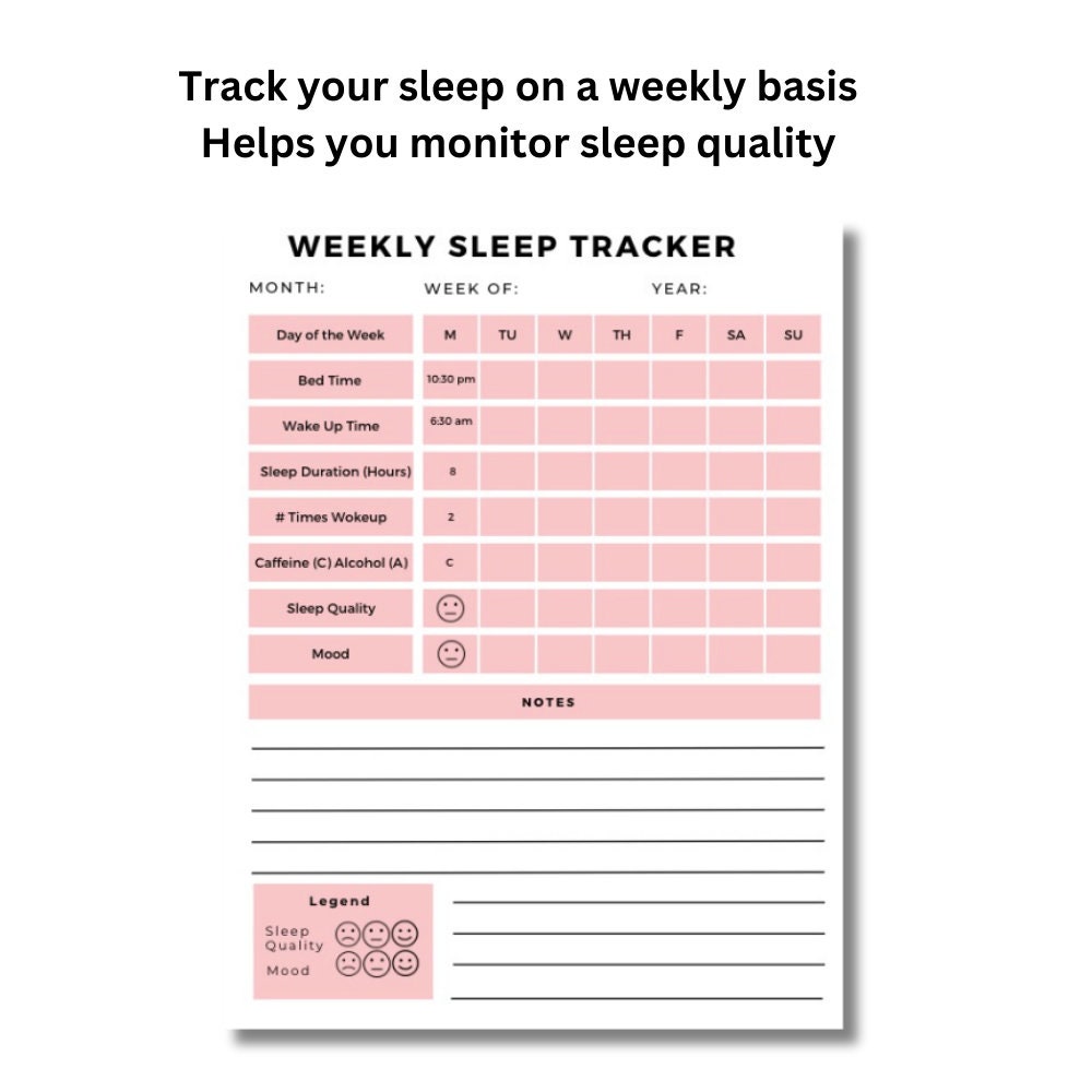 Sleep Log Weekly Sleep Log Monthly Sleep Tracker Sleep Journal Self ...