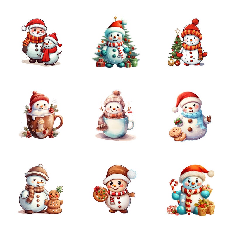 Snowmen Clipart Bundle Christmas Clipart Xmas Clipart Snowman Png ...