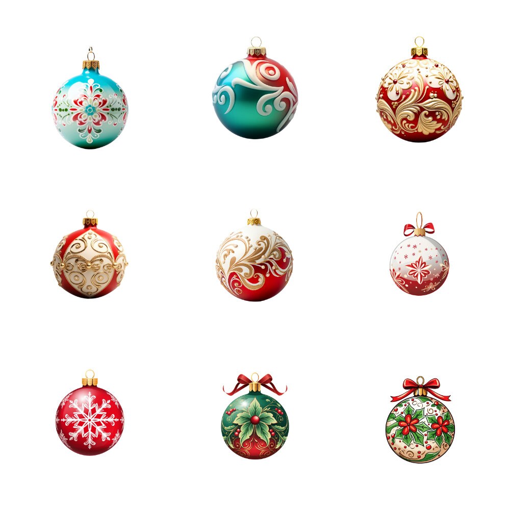 Christmas Ornament Clipart Bundle Christmas Tree Ornament Clipart PNG ...