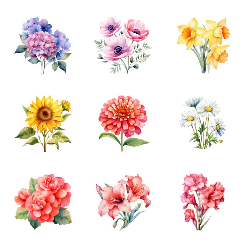 Watercolor Flower Clipart Bundle Wedding Clipart Floral Elements Dainty ...