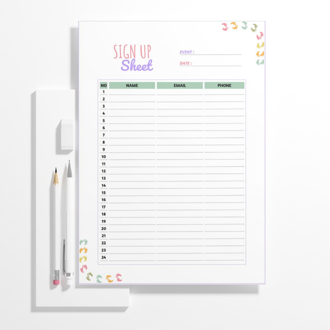 Editable Sign up Sheet Template Editable Template Printable Sign up ...