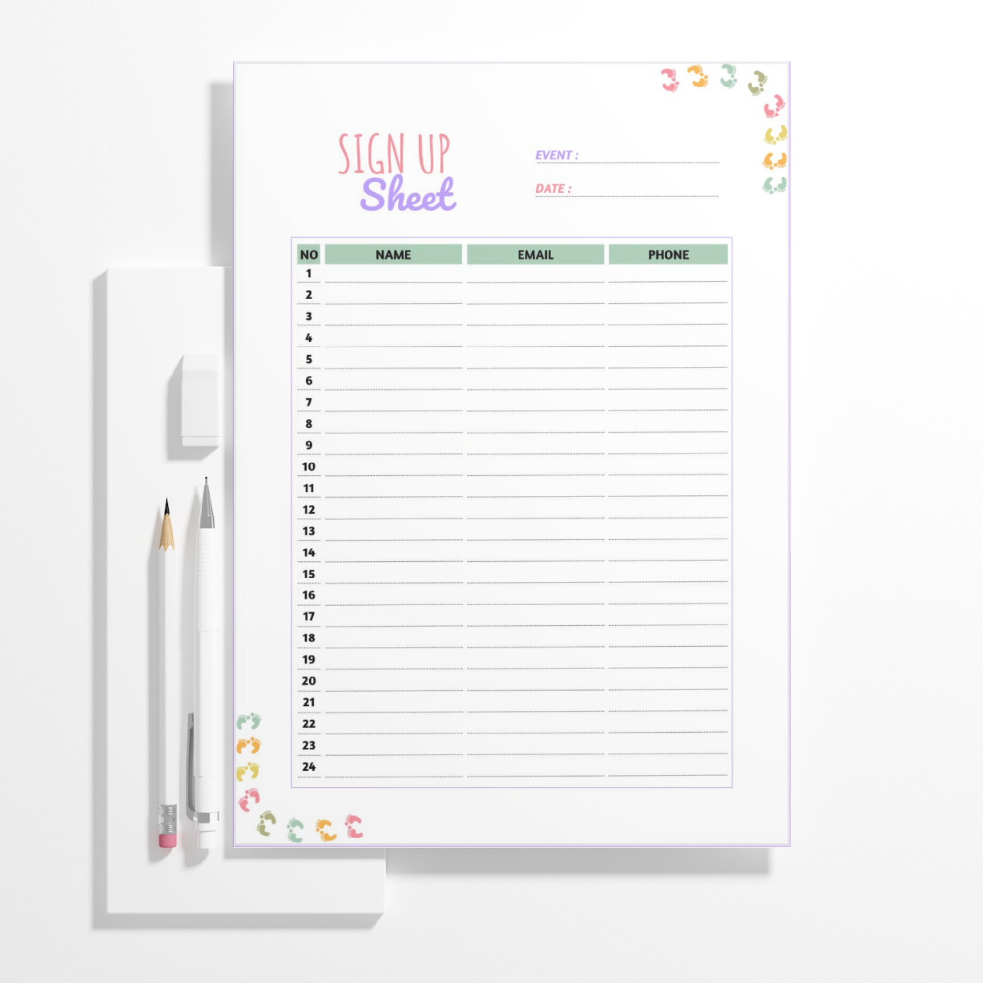 Editable Sign up Sheet Template Editable Template Printable Sign up ...