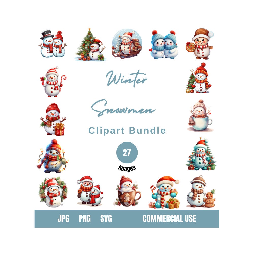 Snowmen Clipart Bundle Christmas Clipart Xmas Clipart Snowman Png ...
