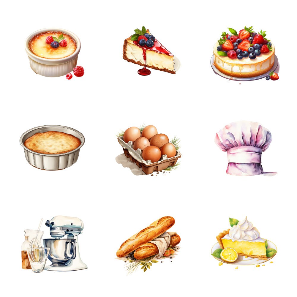 Baking Clipart Bundle Decoupage Style Sweet Foot Clipart Dessert ...