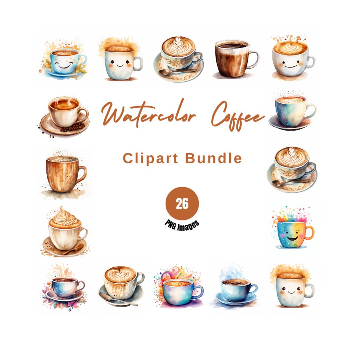 Watercolor Coffee Mug Clipart for Scrapbooks, Websites and Card Making ...