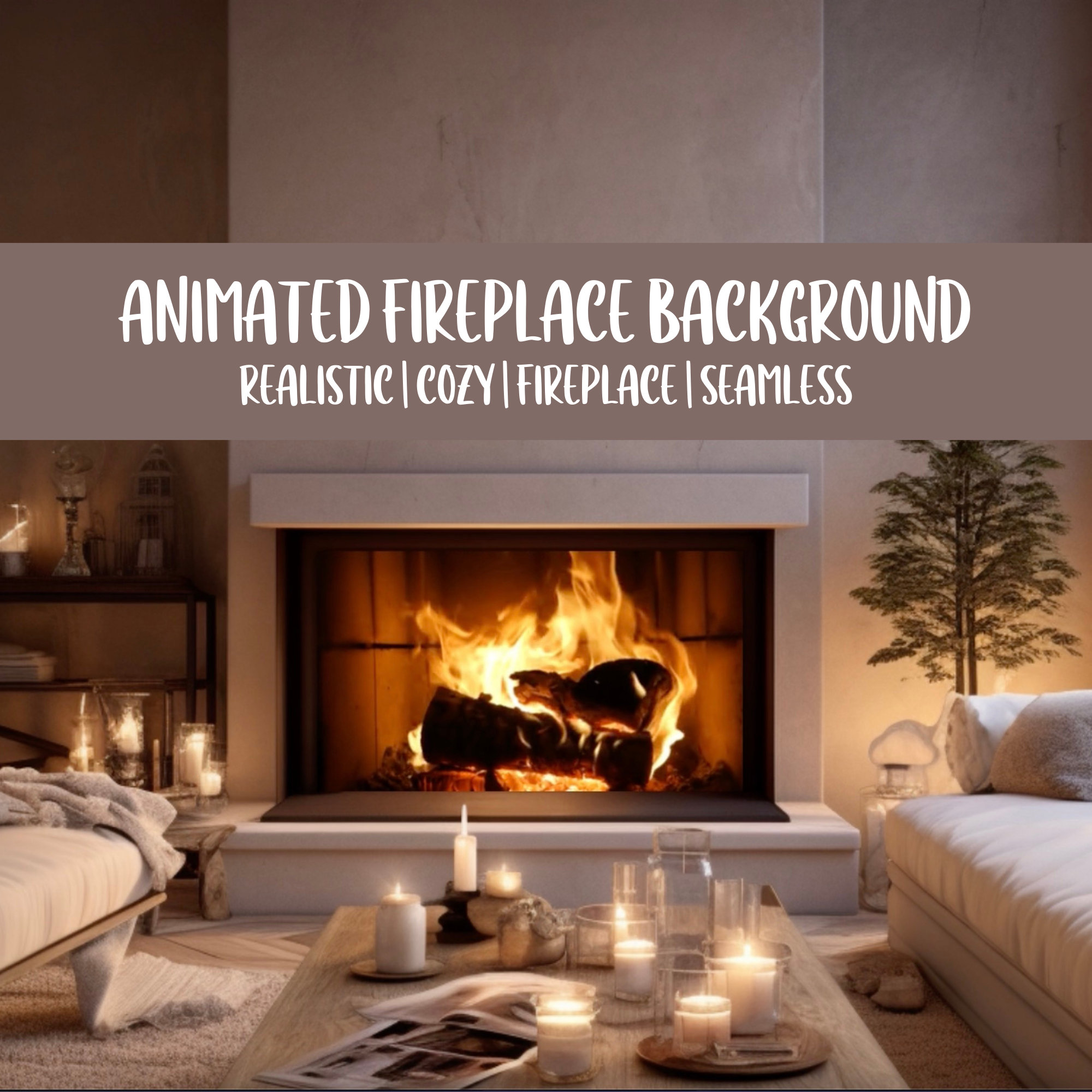 Animated Vtuber Background Animated Fireplace in Living Room Vtuber ...